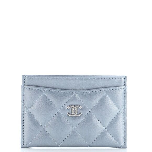 CHANEL | Bags | Chanel Classic Card Holder Quilted Lambskin Silver ...